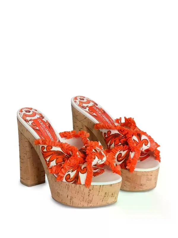 Dolce & Gabbana Majolica Print Brocade Clog Sandals