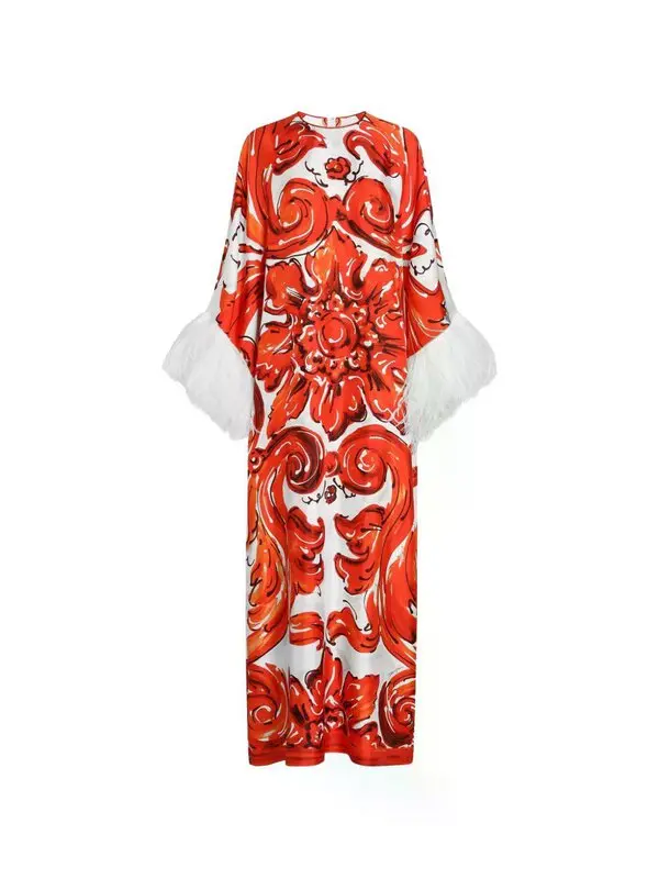 Dolce & Gabbana Majolica Print Long Kaftan Dress