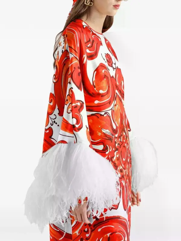 Dolce & Gabbana Majolica Print Long Kaftan Dress