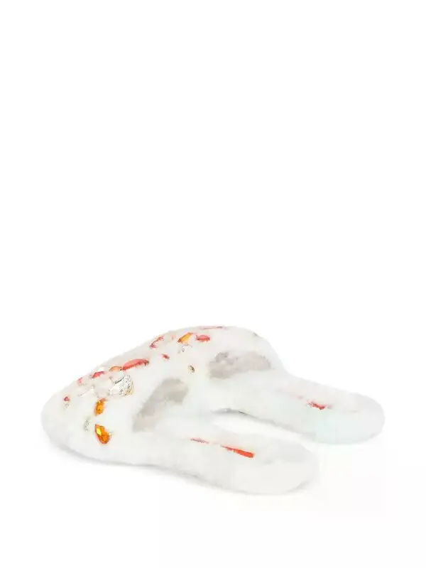 Dolce & Gabbana Faux-fur Slippers With Stone Embroidery