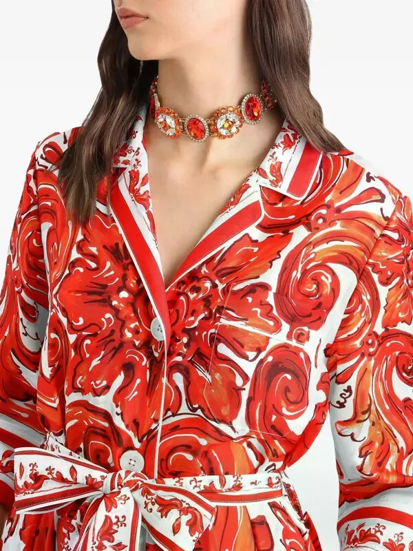 Dolce & Gabbana Majolica-print Belted Coat