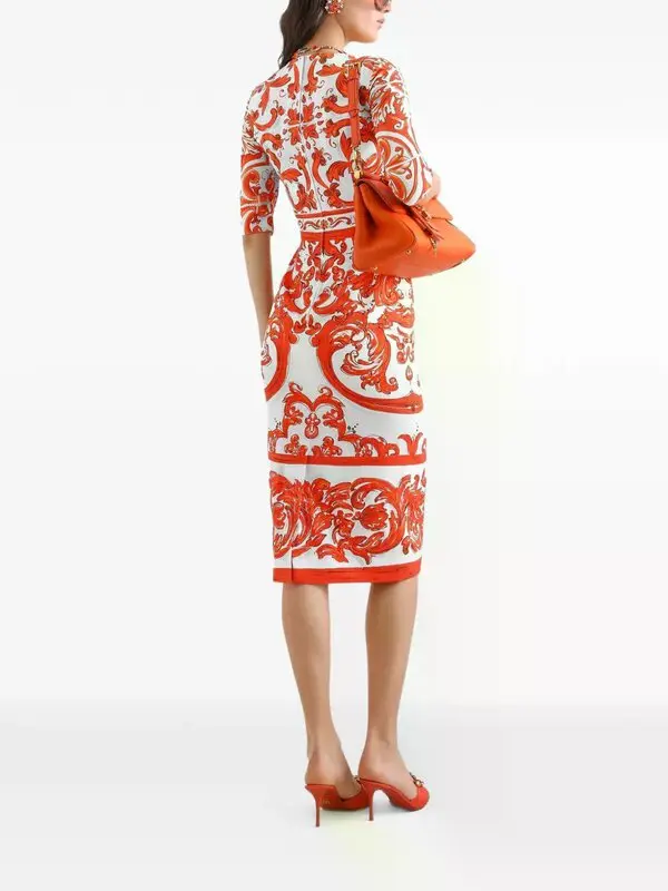 Dolce & Gabbana Majolica-print Charmeuse Dress