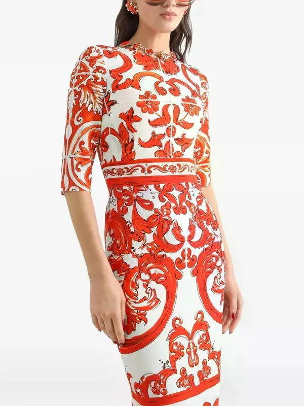 Dolce & Gabbana Majolica-print Charmeuse Dress