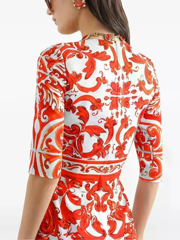 Dolce & Gabbana Majolica-print Charmeuse Dress