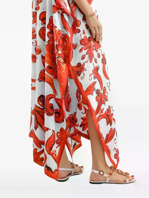 Dolce & Gabbana Majolica Print Silk Twill Kaftan Dress