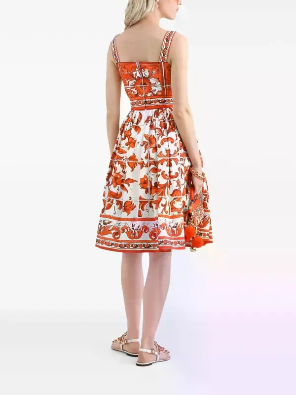 Dolce & Gabbana Majolica Print Poplin Dress