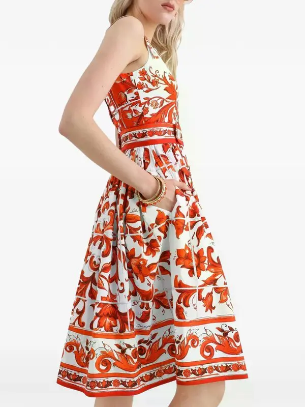 Dolce & Gabbana Majolica Print Poplin Dress