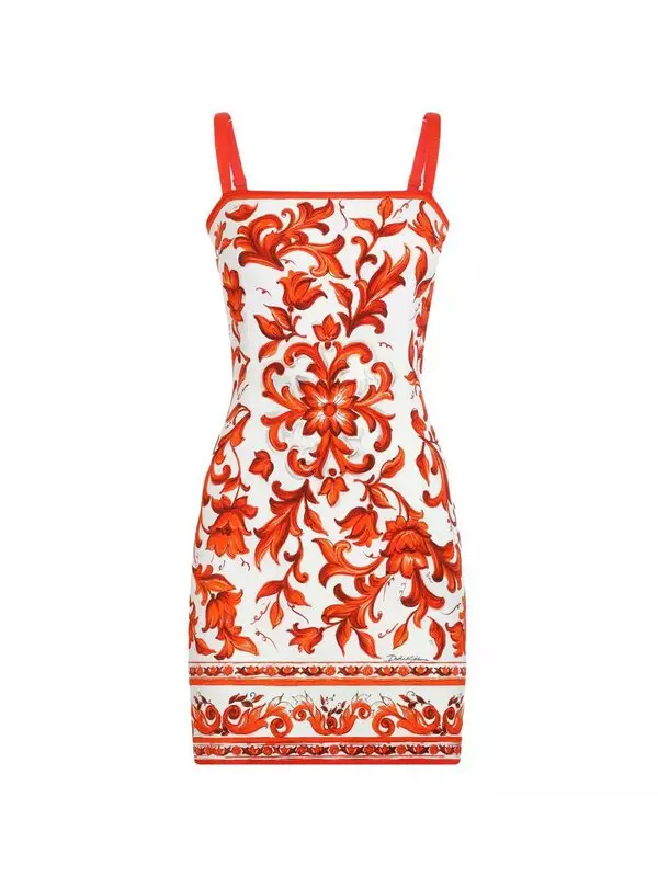 Dolce & Gabbana Majolica-print Charmeuse Dress - Red