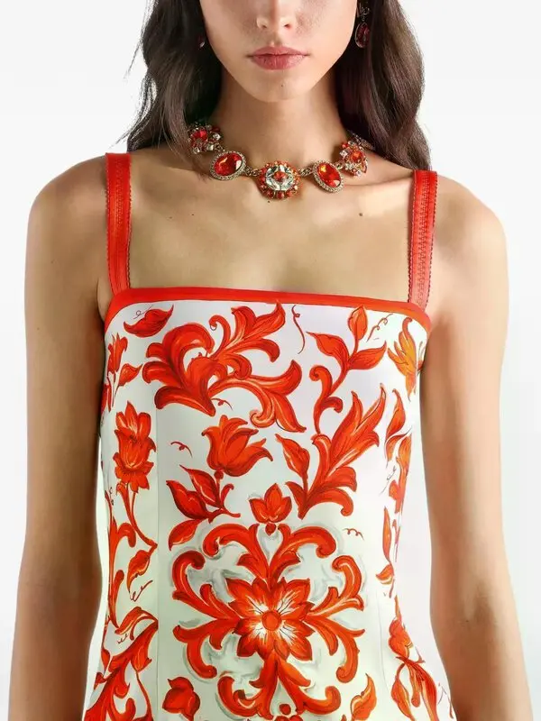Dolce & Gabbana Majolica-print Charmeuse Dress
