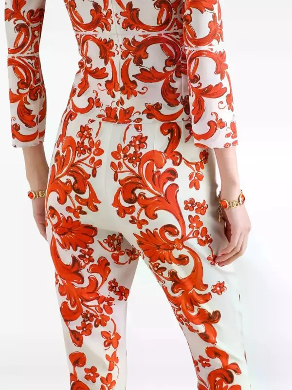 Dolce & Gabbana Majolica-print Charmeuse Leggings - White