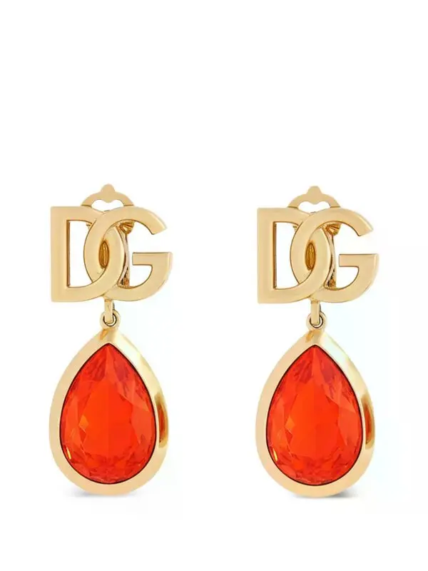 Dolce & Gabbana Clip Earrings With Logo - Gold