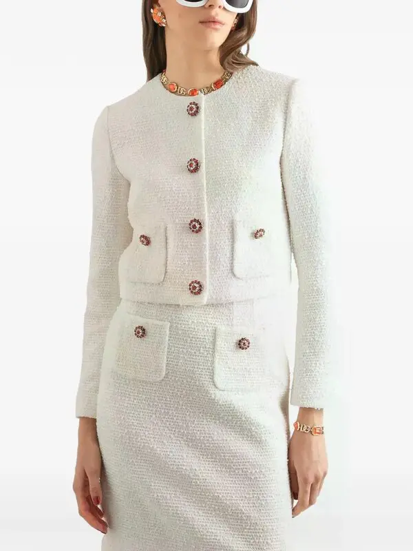 Dolce & Gabbana Single-breasted Tweed Jacket With Jewel Buttons