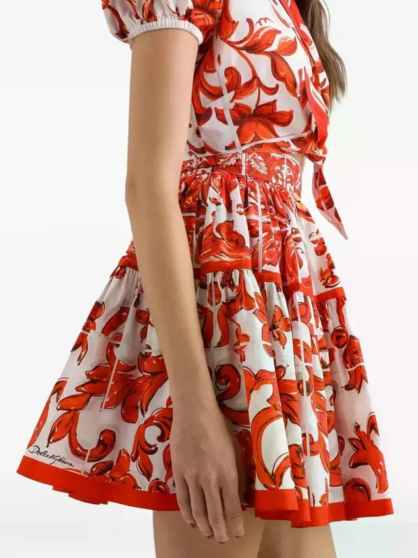 Dolce & Gabbana Majolica Print Poplin Skirt