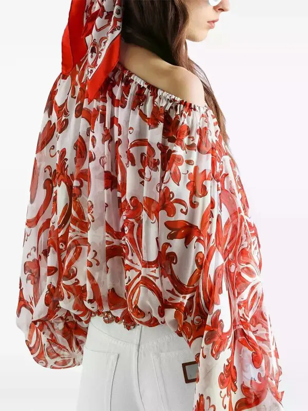 Dolce & Gabbana Majolica Print Poplin Top