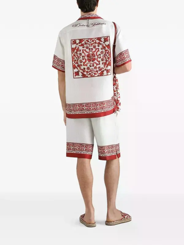 Dolce & Gabbana Majolica-print Jacquard Twill Bermuda Shorts - White