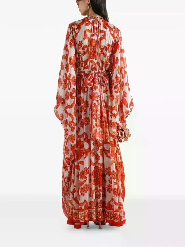 Dolce & Gabbana Majolica-print Long Kaftan Dress