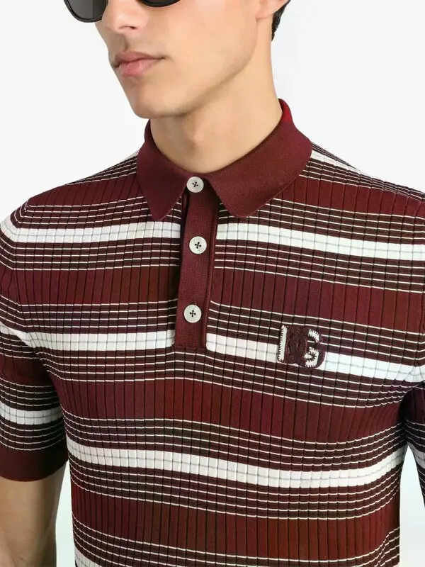 Dolce & Gabbana Polo Shirt In Striped Knit