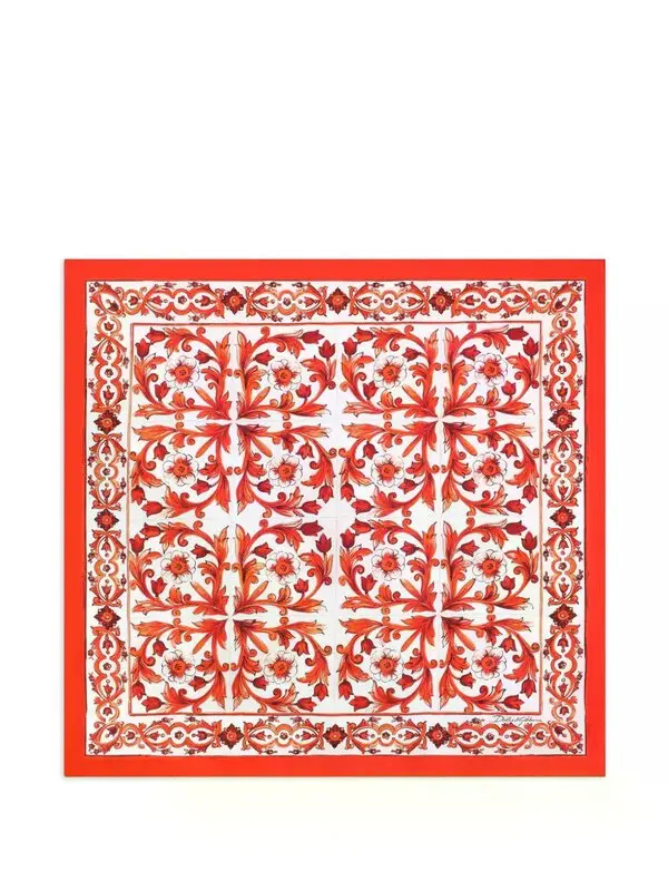Dolce & Gabbana 70x70 Majolica-print Silk Twill Scarf - Red