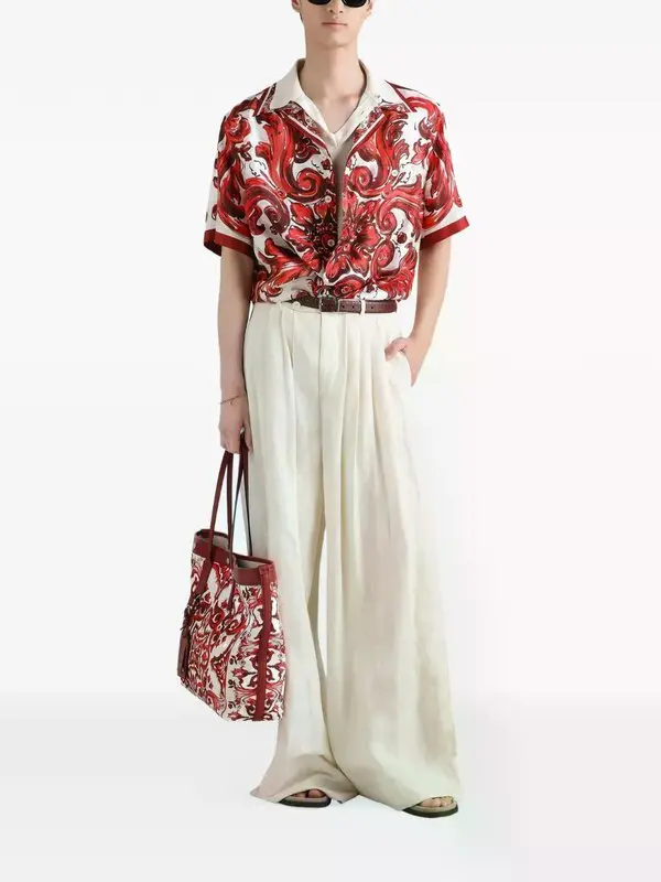 Dolce & Gabbana Majolica-print Silk Twill Hawaii Shirt