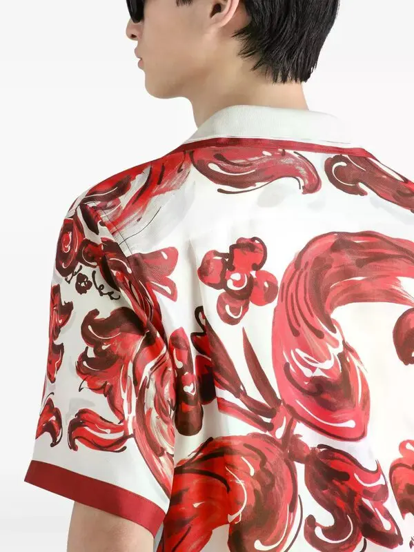 Dolce & Gabbana Majolica-print Silk Twill Hawaii Shirt
