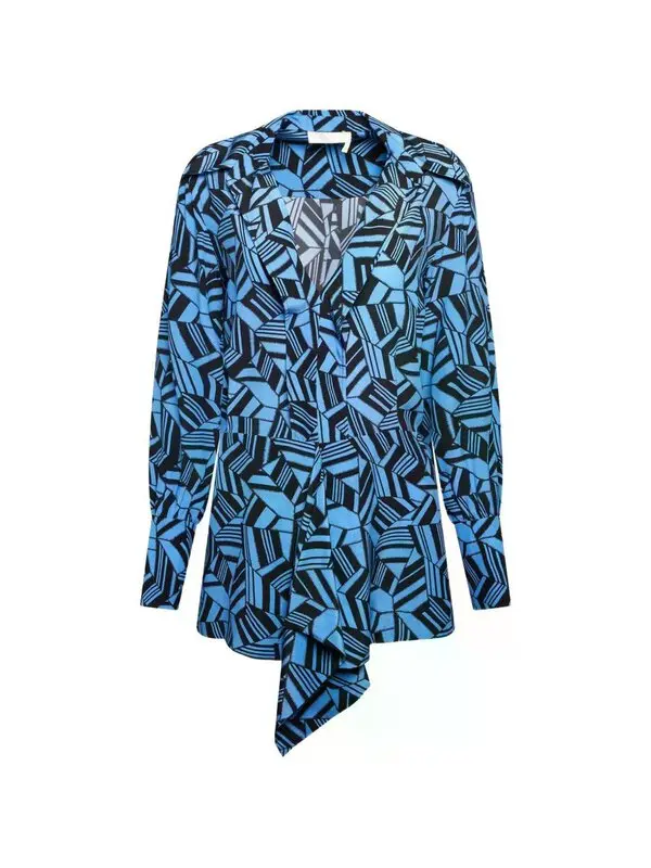 Chloé Geometric Print Silk Blouse - Blue