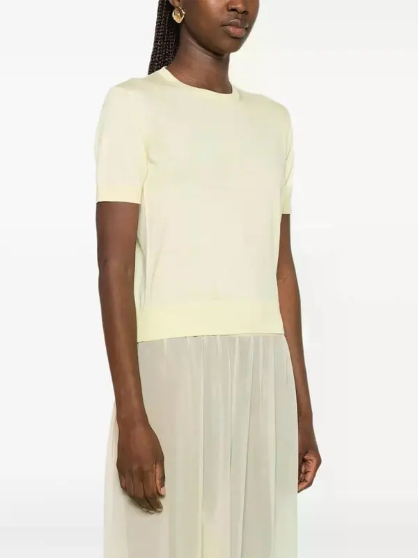 Saint Laurent Pale Fine Knit Short Sleeve Sweater