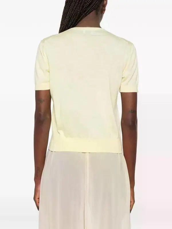 Saint Laurent Pale Fine Knit Short Sleeve Sweater