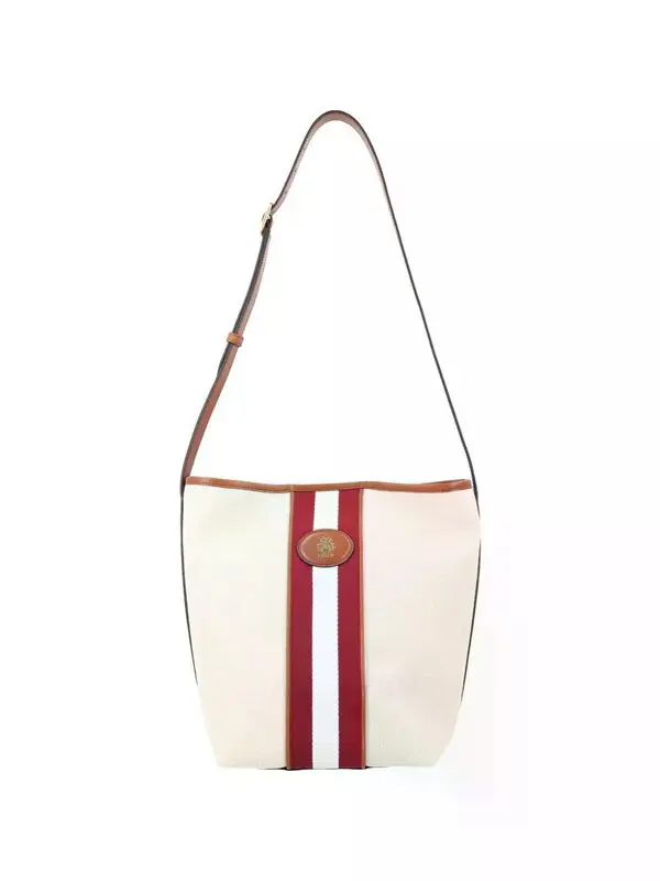 Bally Stripe Detail Logo Patch Shoulder Bag - Neutrals
