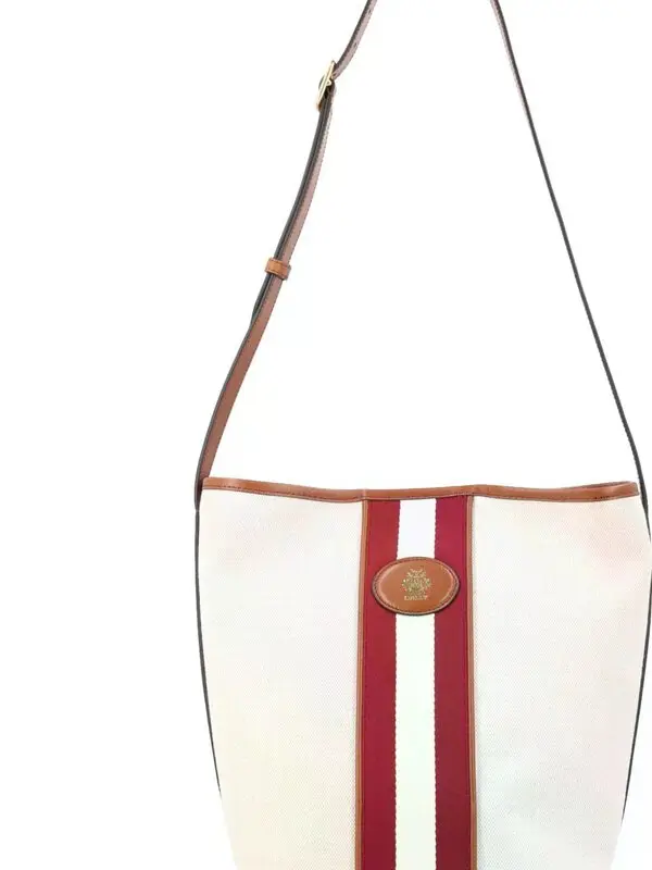 Bally Stripe Detail Logo Patch Shoulder Bag