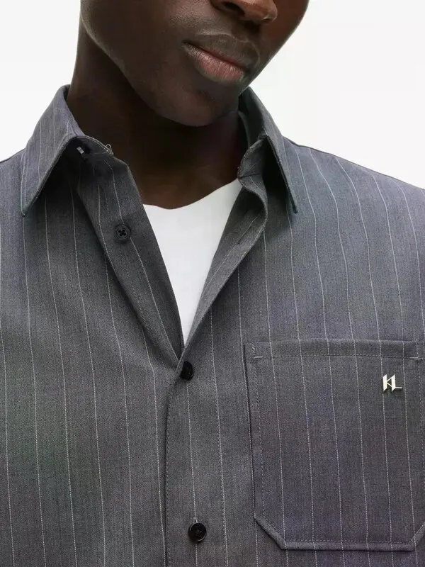 Karl Lagerfeld Pinstripe Wool-blend Shirt - Grey