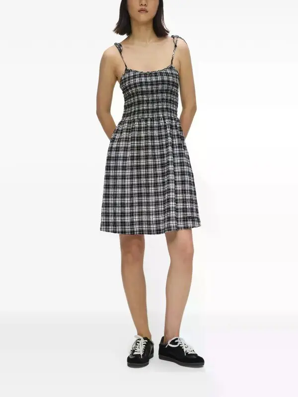 Karl Lagerfeld Checked Strappy Mini Dress - Black