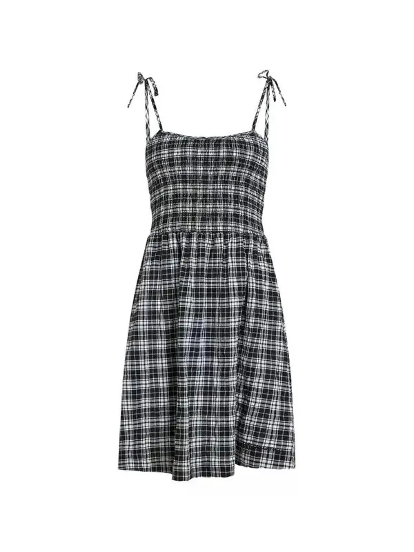 Karl Lagerfeld Checked Strappy Mini Dress - Black