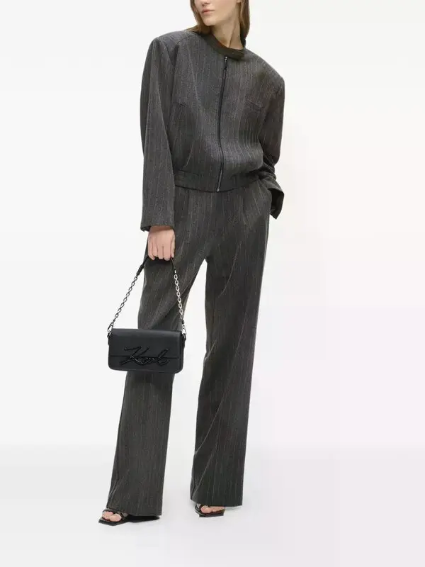 Karl Lagerfeld Pinstripe Tailored Bomber Jacket - Grey