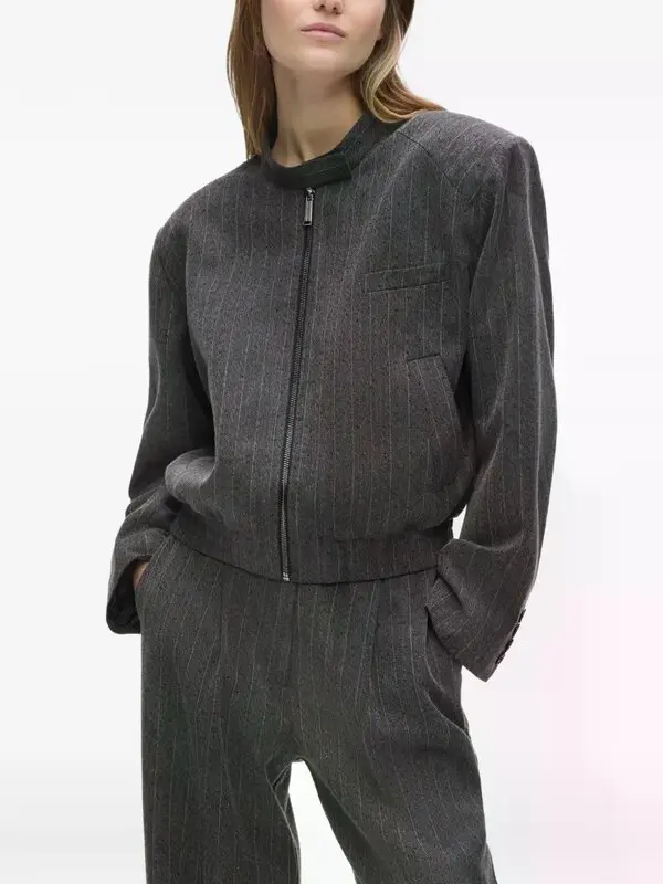 Karl Lagerfeld Pinstripe Tailored Bomber Jacket