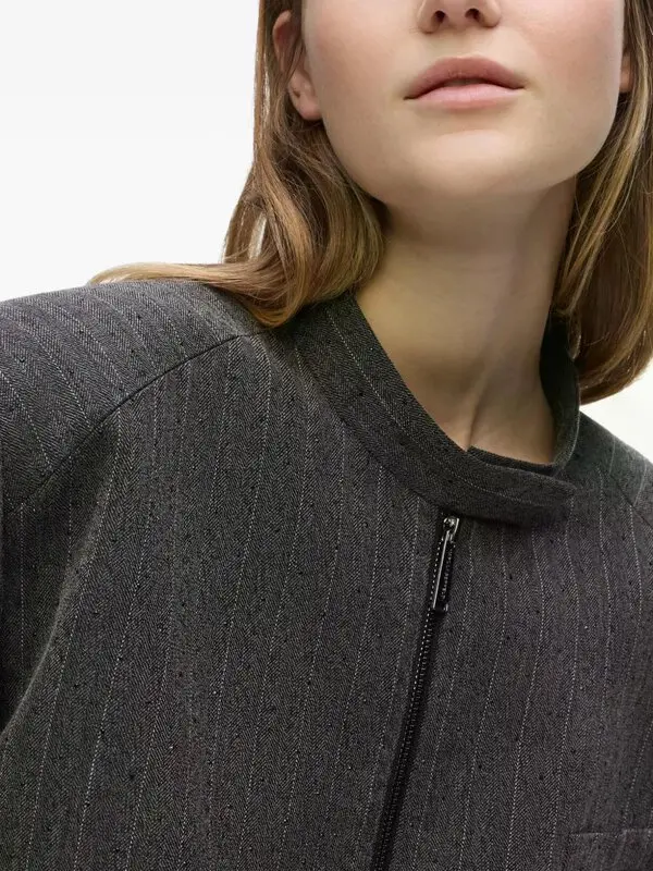 Karl Lagerfeld Pinstripe Tailored Bomber Jacket