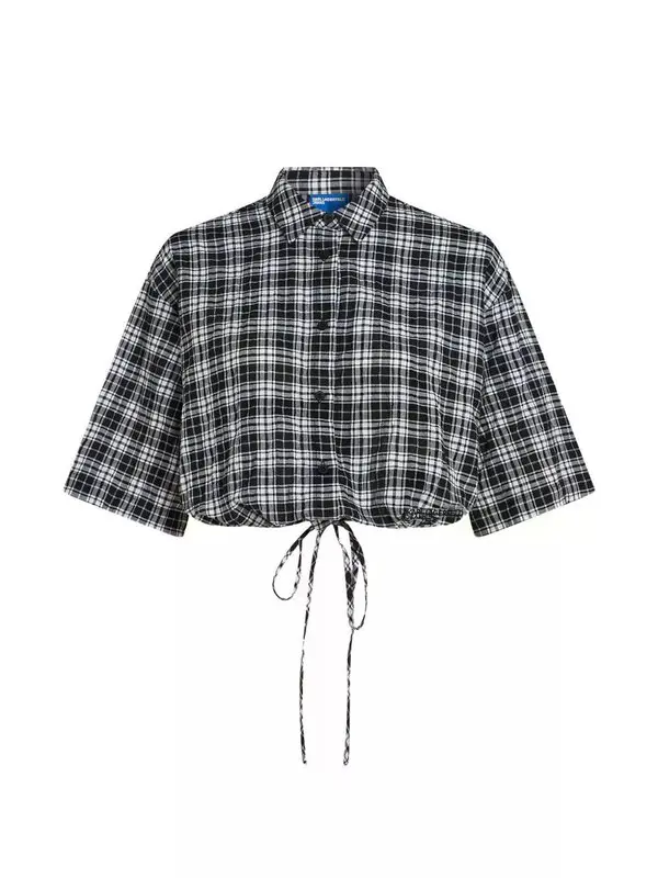 Karl Lagerfeld Checked Drawstring Hem Shirt - Black
