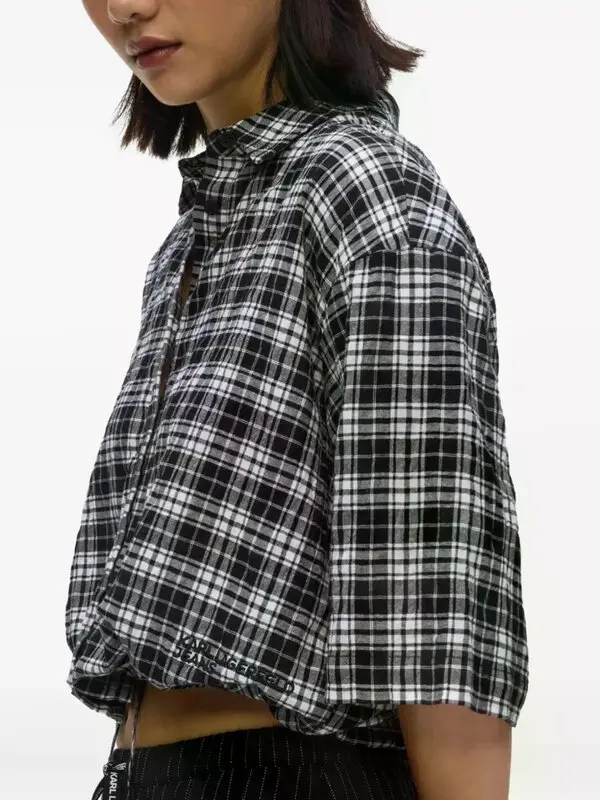 Karl Lagerfeld Checked Drawstring Hem Shirt