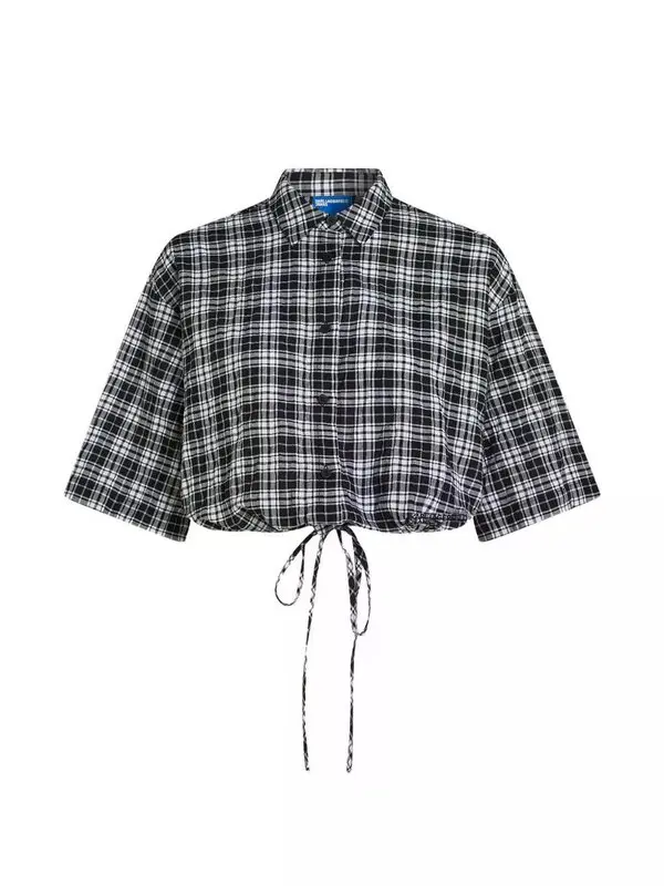 Karl Lagerfeld Checked Drawstring Hem Shirt - Black
