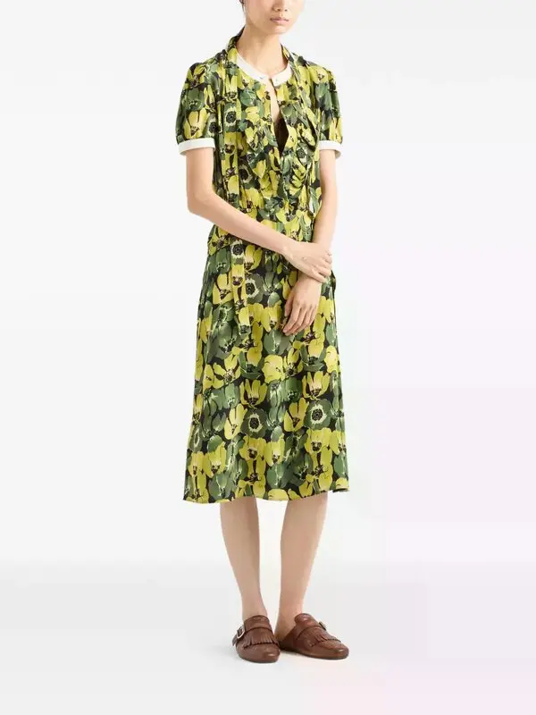Prada Printed Crepe De Chine Dress