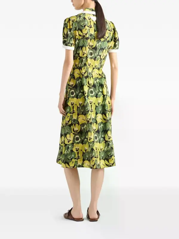 Prada Printed Crepe De Chine Dress
