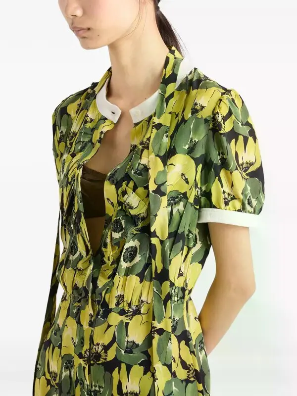 Prada Printed Crepe De Chine Dress
