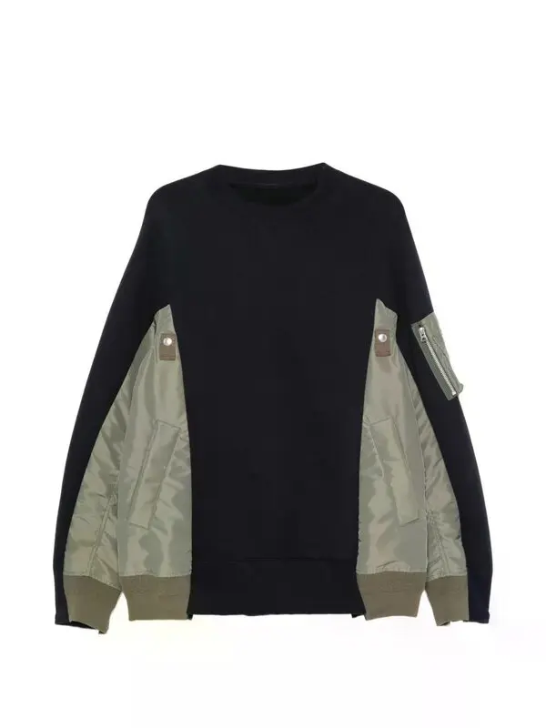 Sacai Panelled Zip-pocket Sweatshirt - Blue
