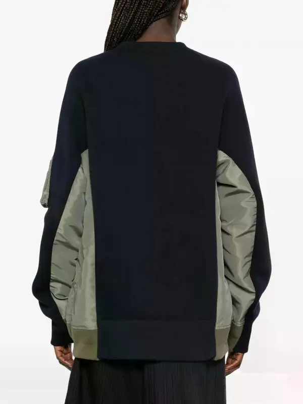 Sacai Panelled Zip-pocket Sweatshirt