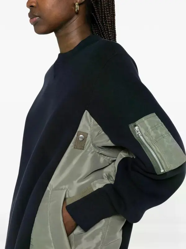 Sacai Panelled Zip-pocket Sweatshirt
