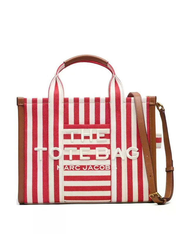 Marc Jacobs Medium The Tote Bag Striped Canvas Tote Bag - Red