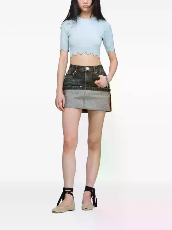 Marc Jacobs Daisy Scalloped Cropped Sweater - Blue