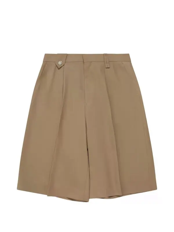 Simone Rocha Embellished Pleated Wide-leg Shorts - Neutrals