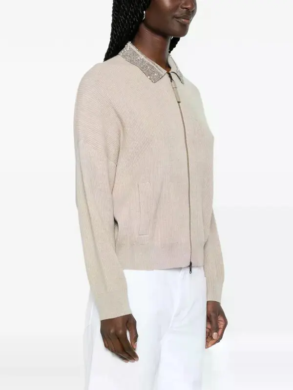 Brunello Cucinelli Embellished Zip-up Cardigan
