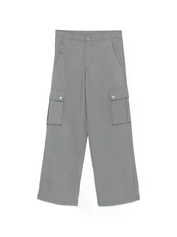 CARRER Vera Logo Print Wide-leg Cargo Pants - Grey