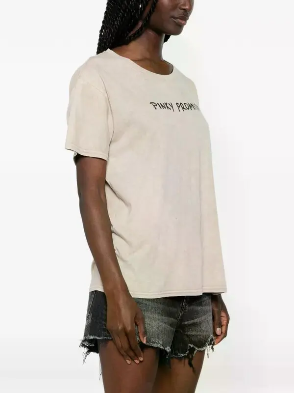 R13 Acid Wash Slogan Print T-shirt